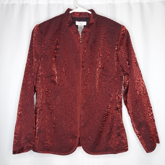 Laura Ashley | Jackets & Coats | Laura Ashley Jacket Red Metallic ...